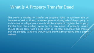 Different Types Of Property Transfer Deeds | PPTX
