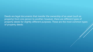 Different Types Of Property Transfer Deeds | PPTX