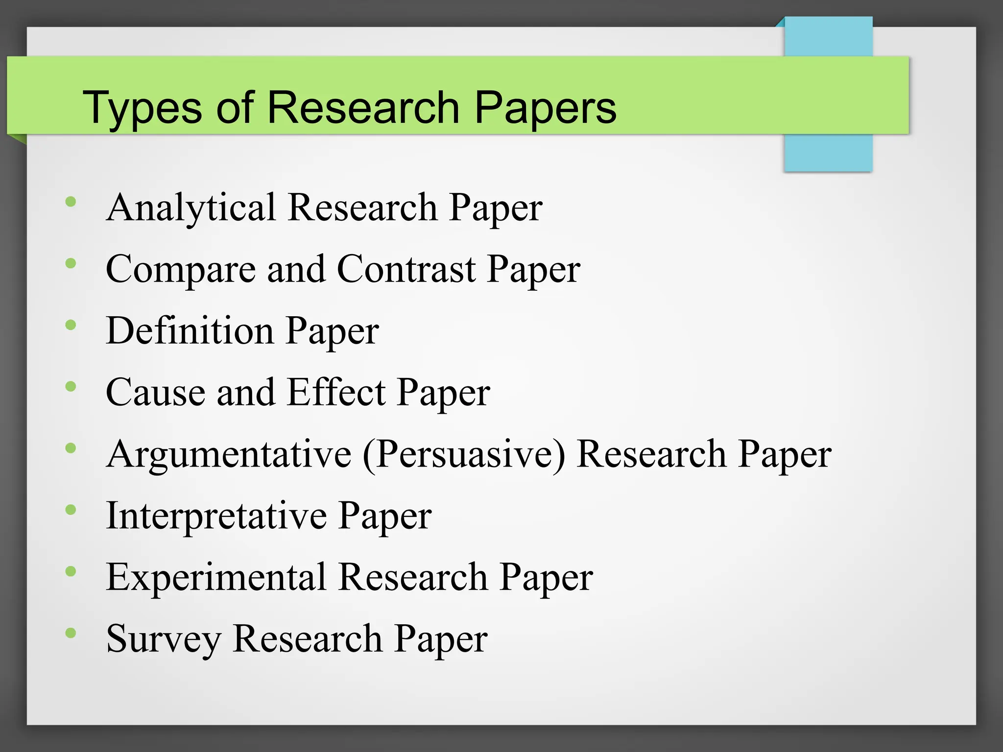 Different types of Research Papers for Scholars. | PPT