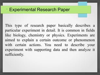 Different types of Research Papers for Scholars. | PPTX
