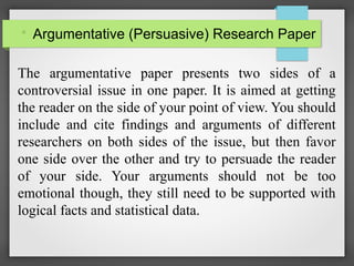 Different types of Research Papers for Scholars. | PPTX