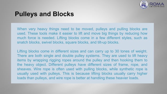 Different Types of Rigging Equipment.pptx | Needlework | Arts and Crafts