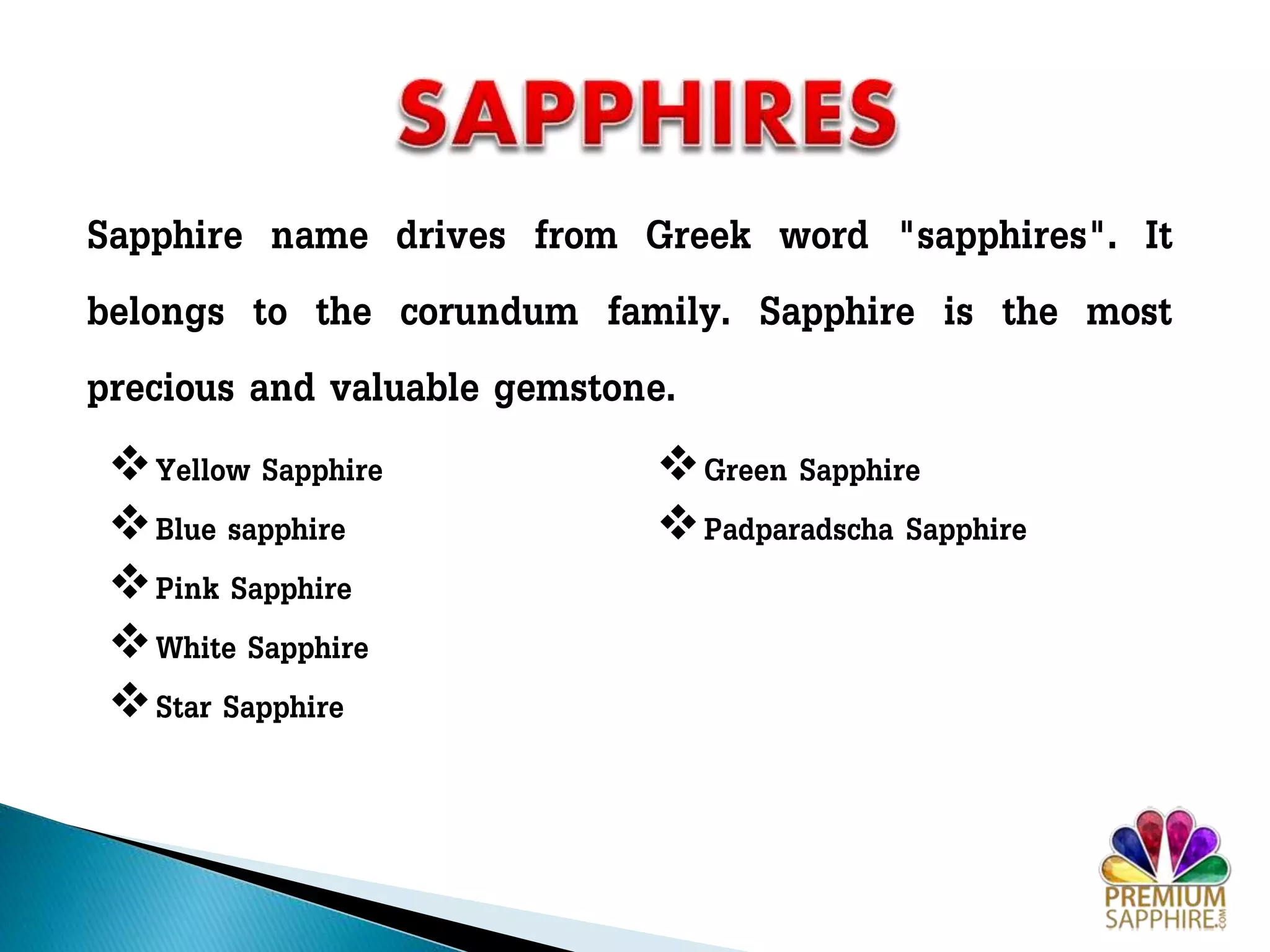 Different types of sapphire gemstone | PPT