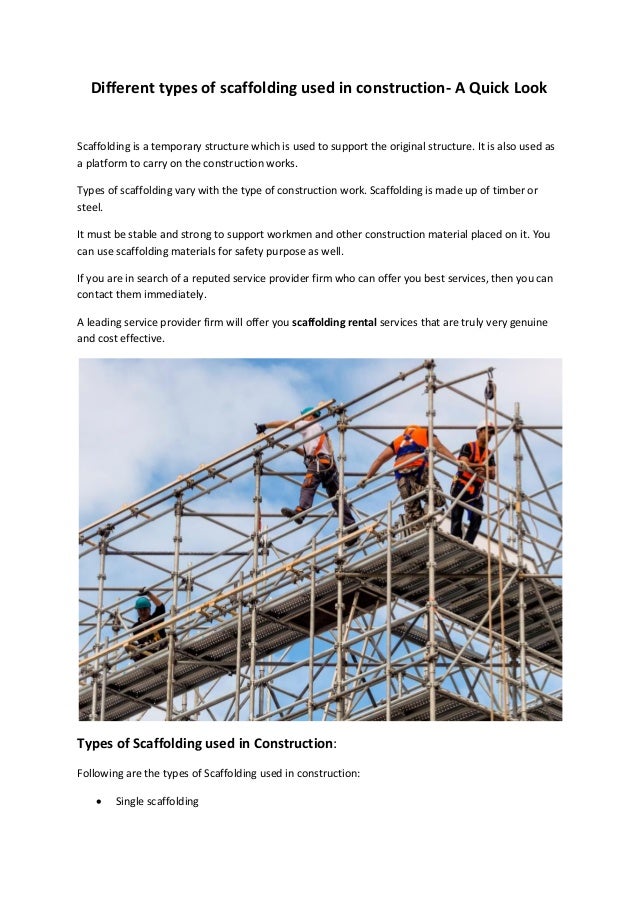 Different Types Of Scaffolding