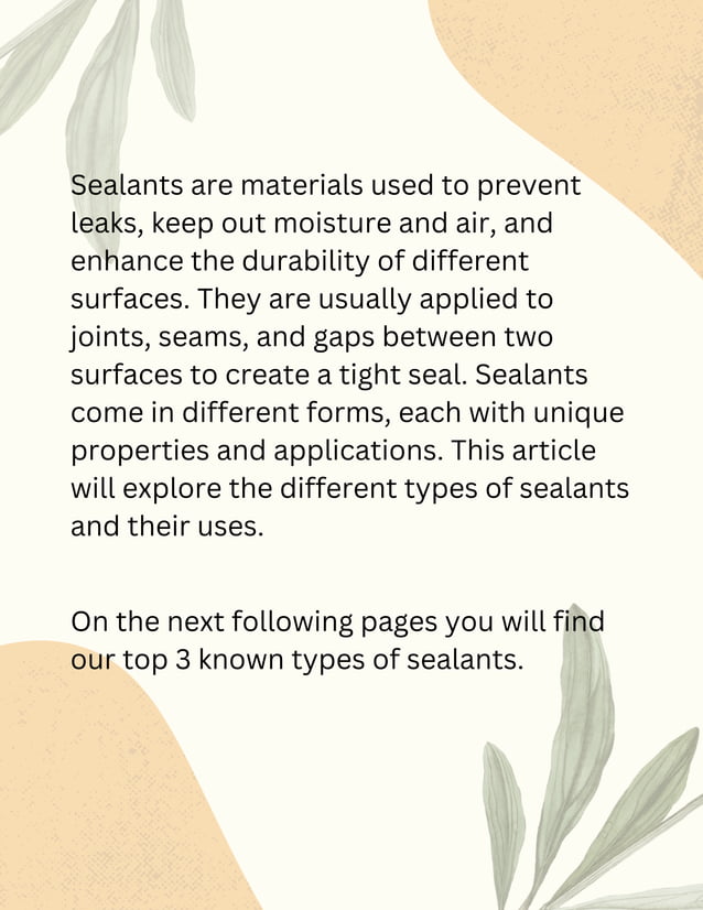 Different Sealant Types | PDF | Chemistry | Science