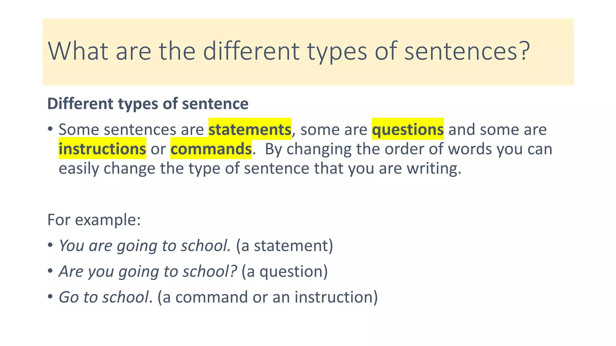 Different types of sentence | PPTX