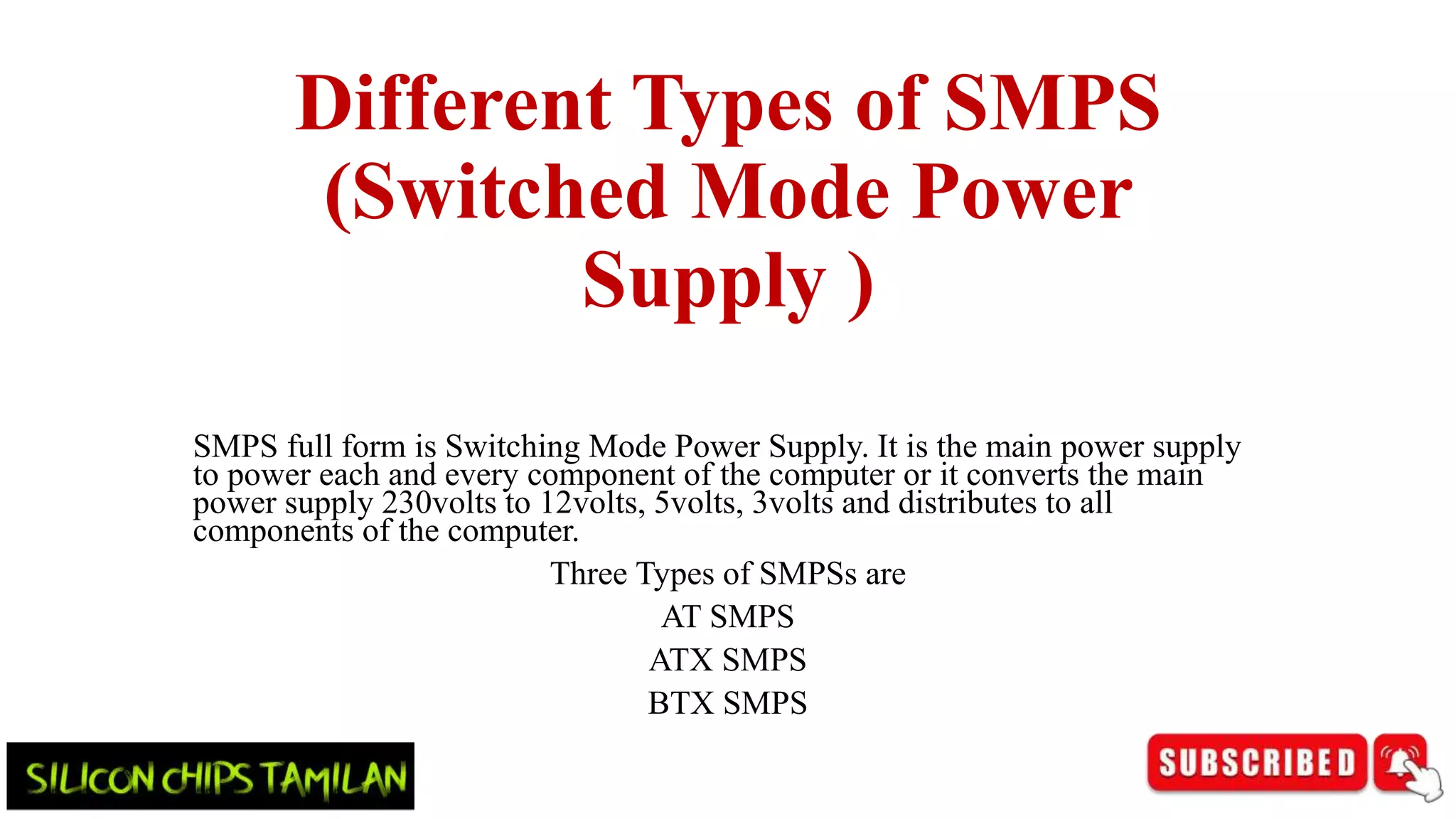 Different Types of SMPS (Switched Mode Power.pptx) | PPTX