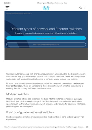 Different Types of Switches in Networking : Notes | PDF