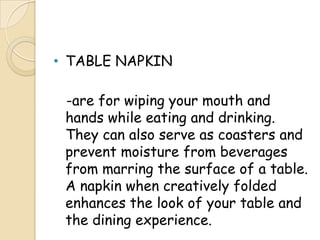 Different types of table napkin | PPTX