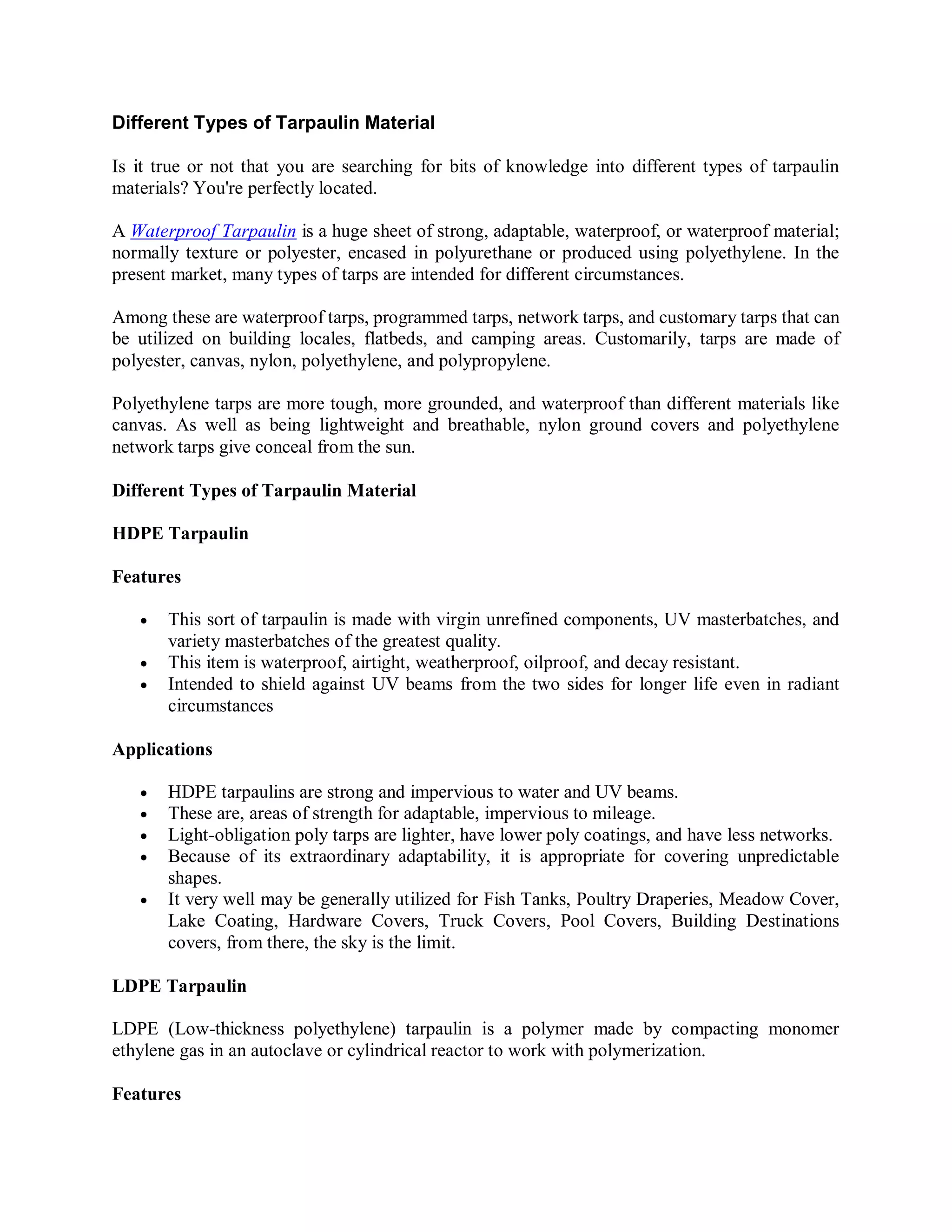 Different Types of Tarpaulin Material.pdf