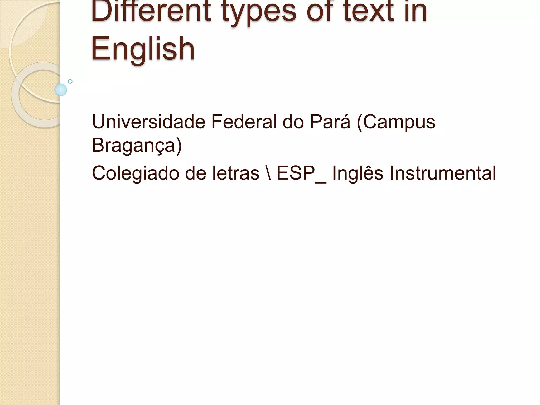 Different types of text in english | PPTX