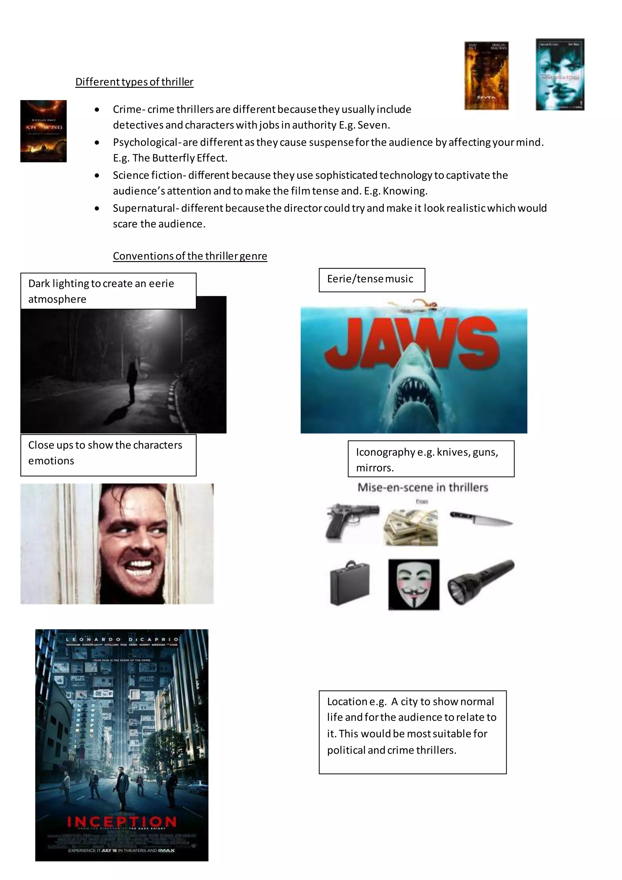 Different types of thriller | DOCX