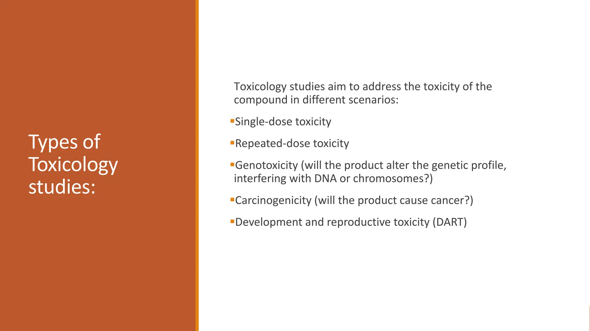 Different types of toxicity studies_131223.pdf | Chemistry | Science