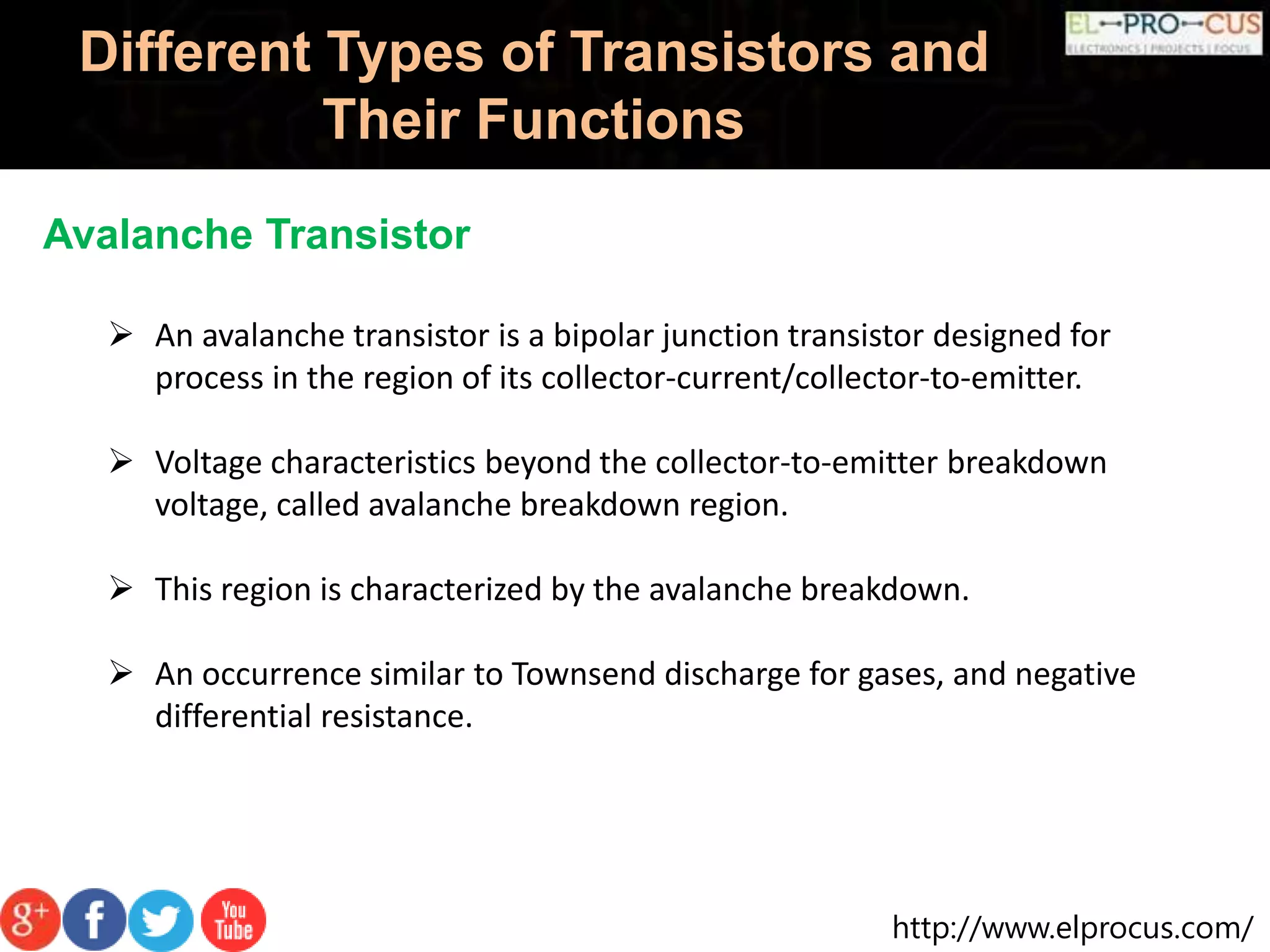 Different types of transistors and their functions | PPTX | Physics ...
