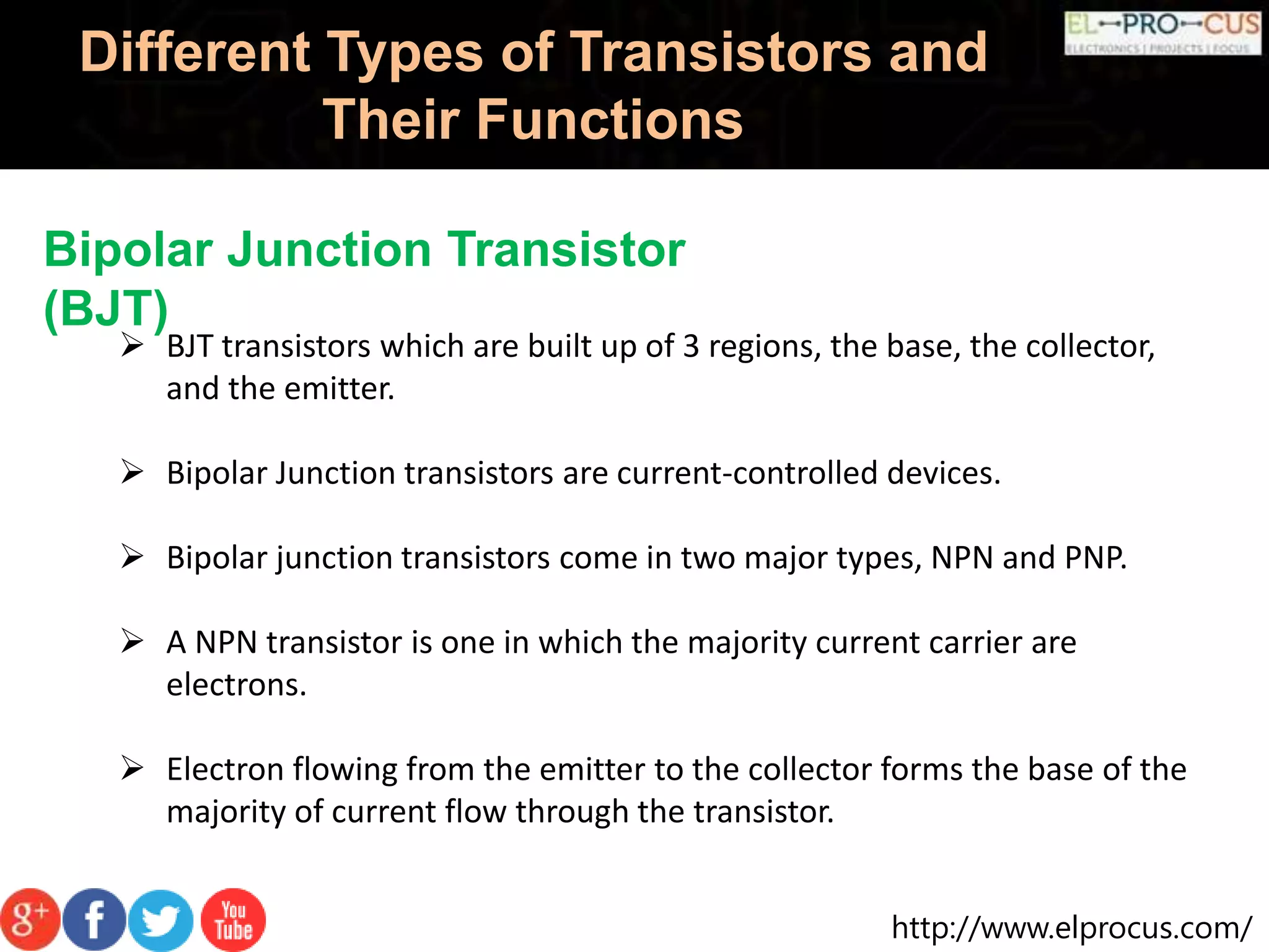 Different types of transistors and their functions | PPTX