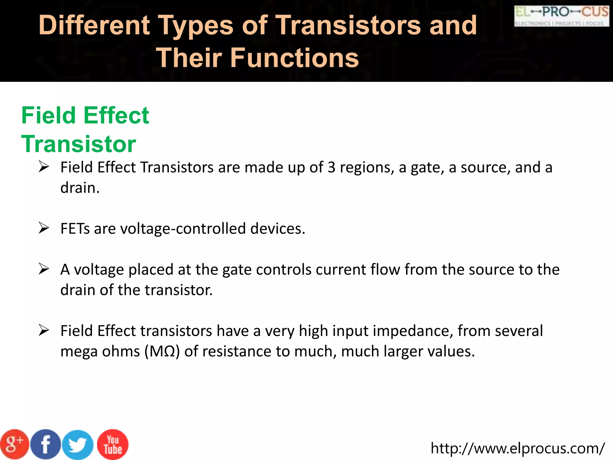 Different types of transistors and their functions | PPTX