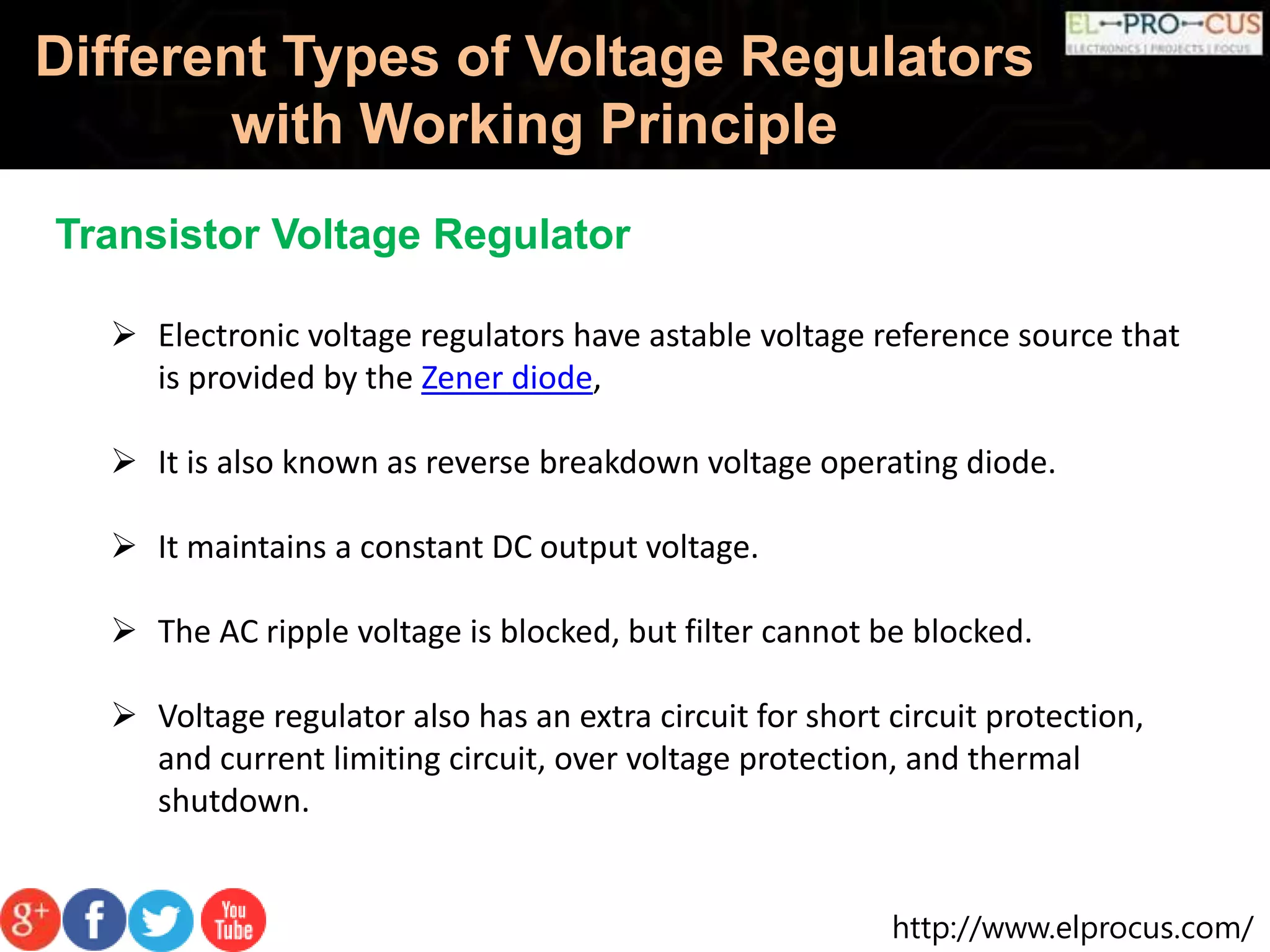 Different Types of Voltage Regulators with Working Principle | PPTX