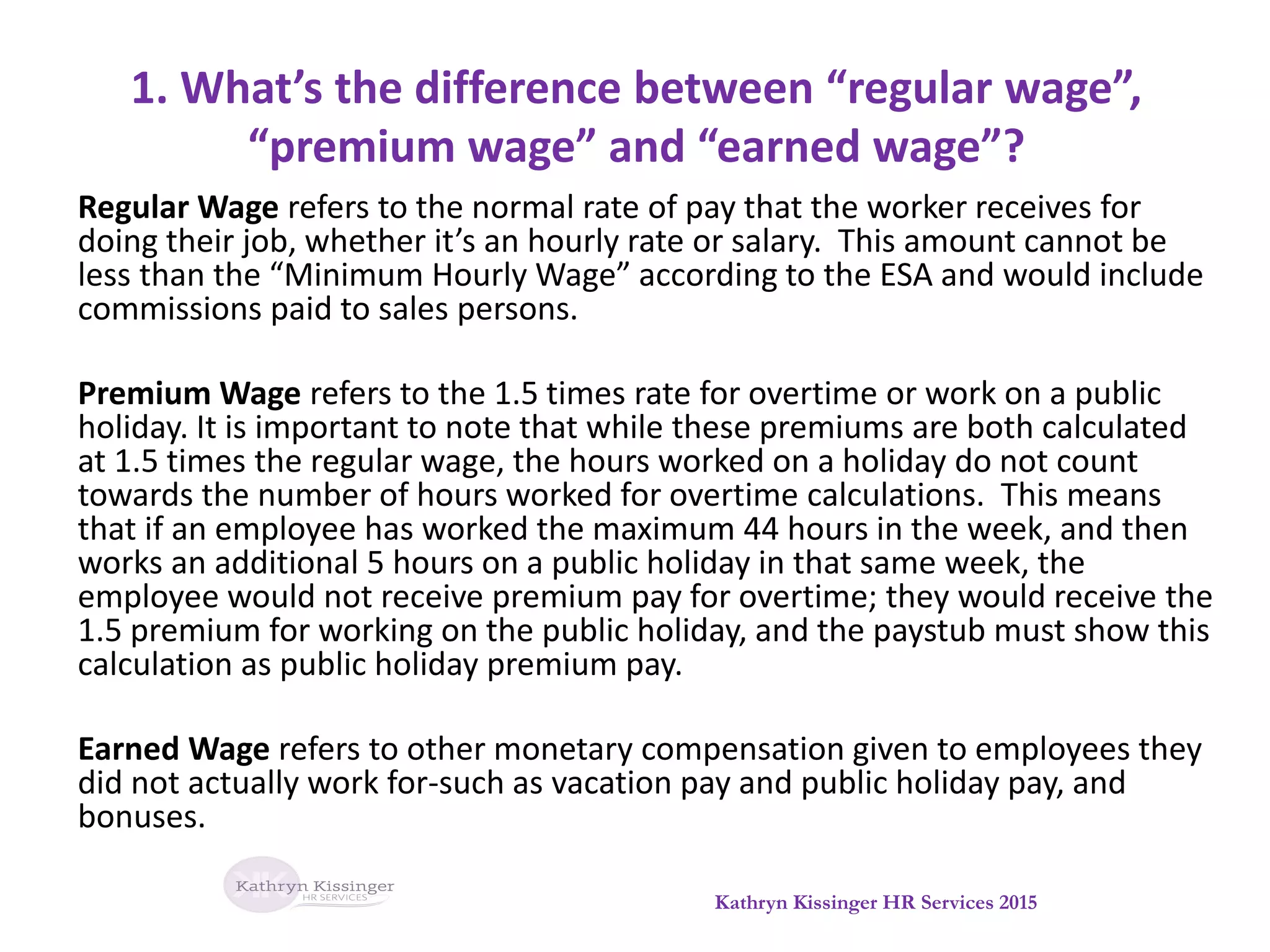 Different types of wages & premiums | PPTX