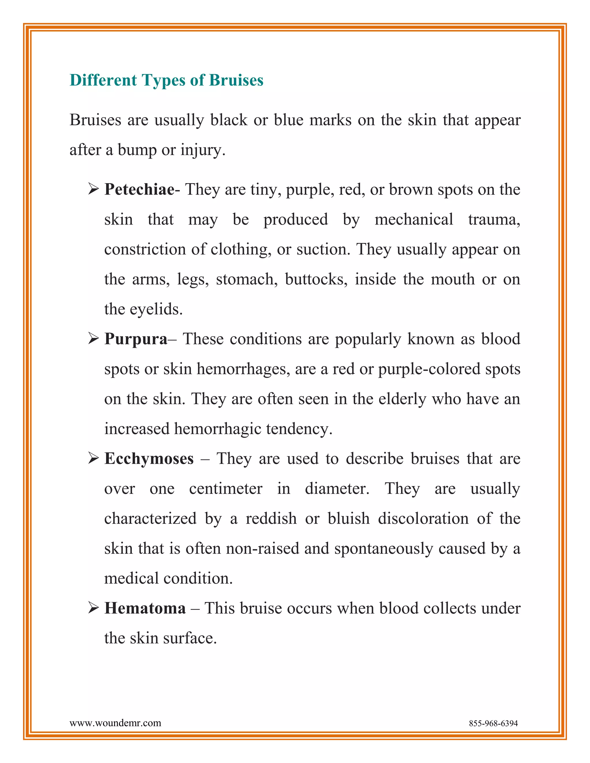 Different types of wounds, bruises and their documentation | PDF