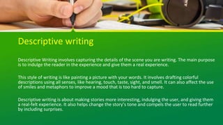 Different Types Of Writing Styles .pptx | Fiction | Books and Literature