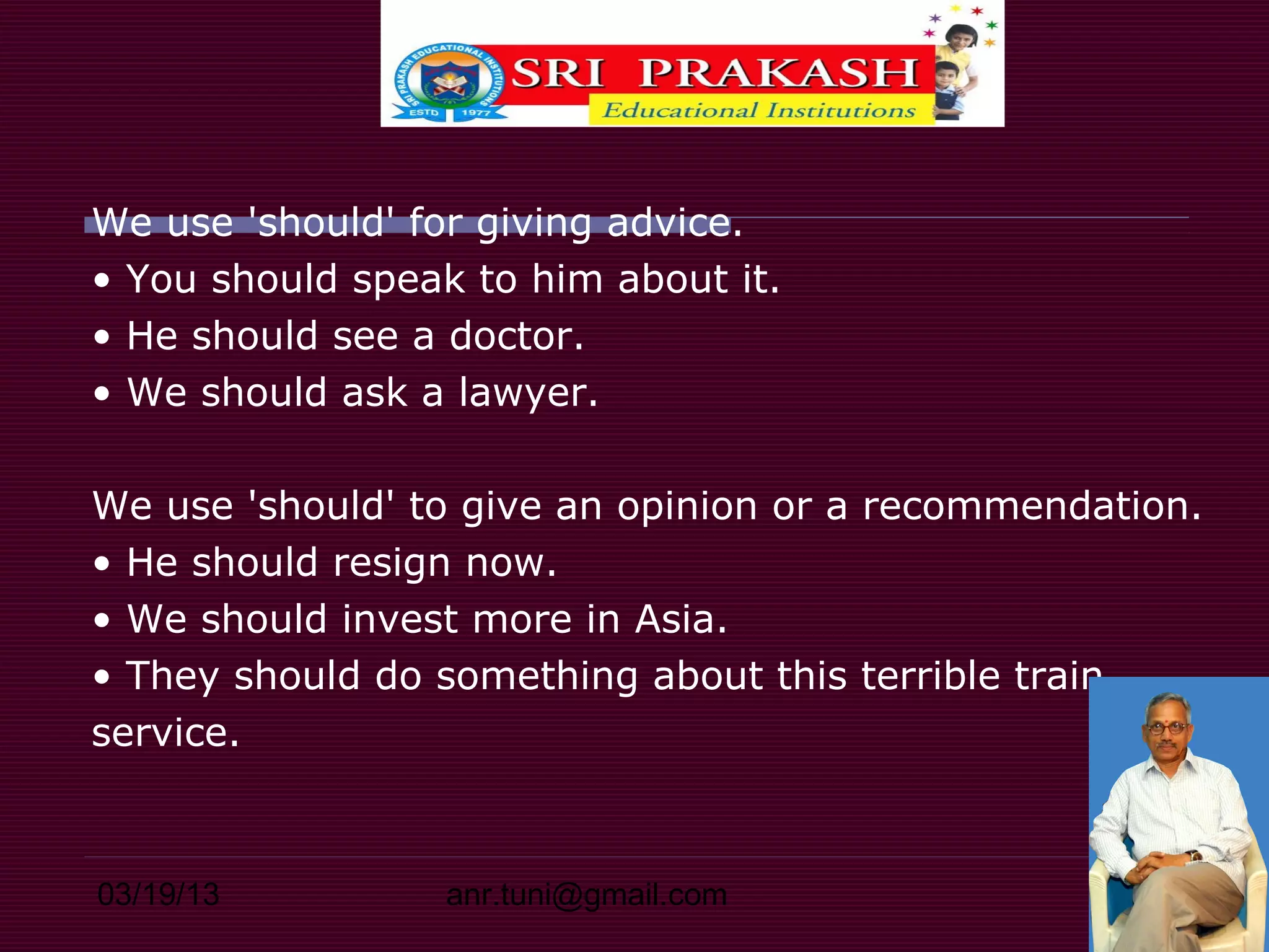 Different uses of 'should' | PPT