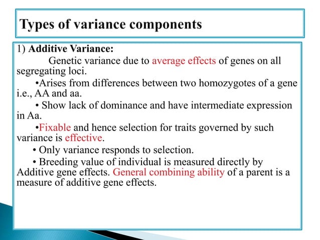 Different variance components in genetics | PPTX