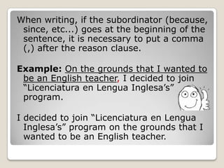 Different ways of saying because | PPTX