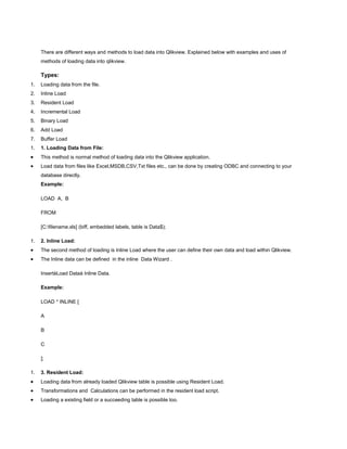 Different ways to load data in qlikview | DOCX