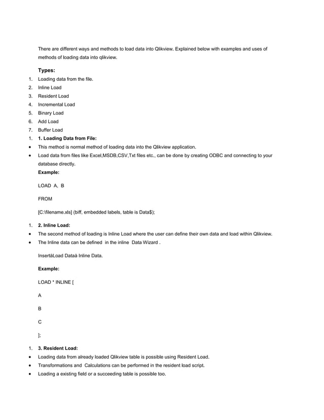 Different ways to load data in qlikview | DOCX