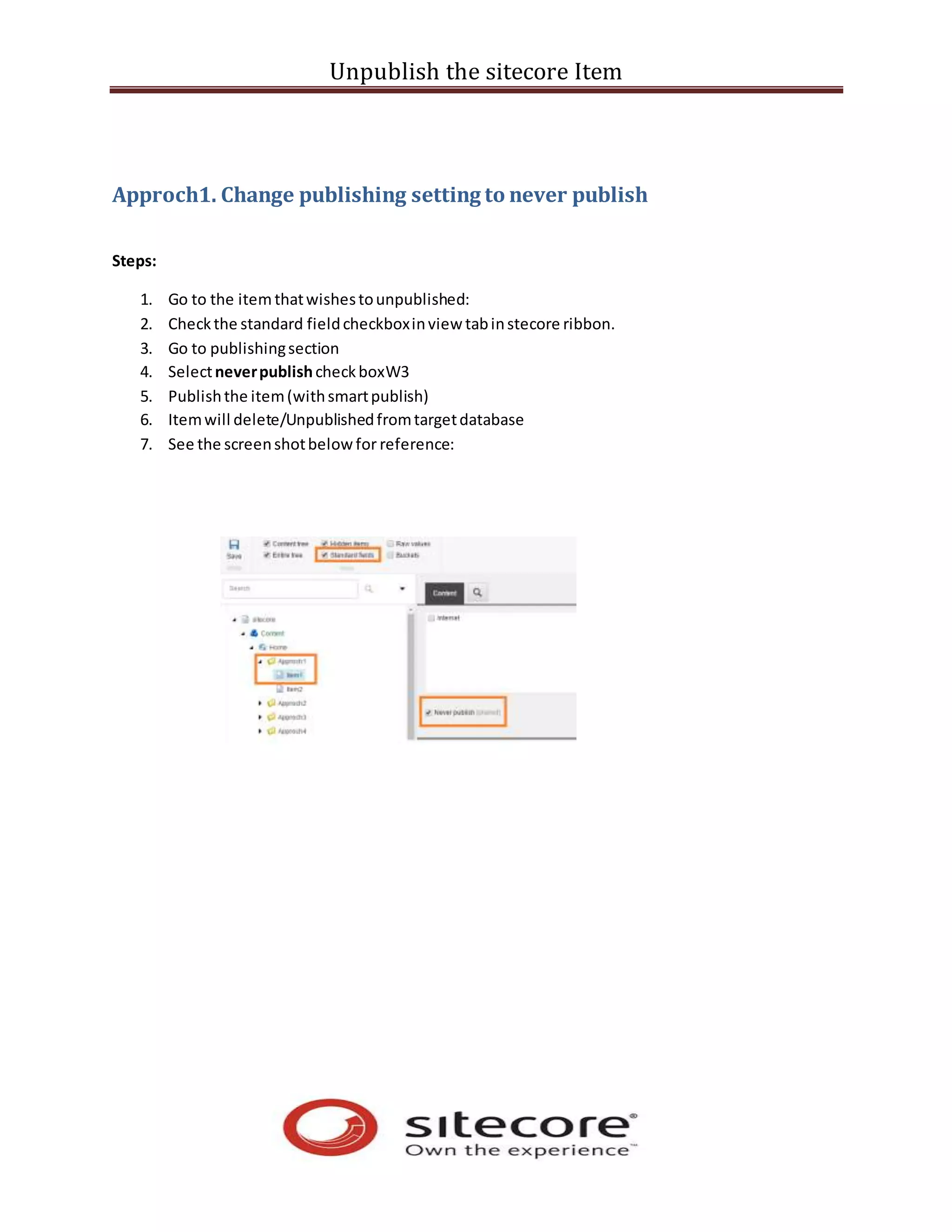 Different way to unpublished the item in sitecore | DOCX