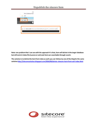 Different way to unpublished the item in sitecore | DOCX | Databases | Computer Software and ...