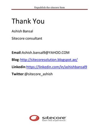 Different way to unpublished the item in sitecore | DOCX