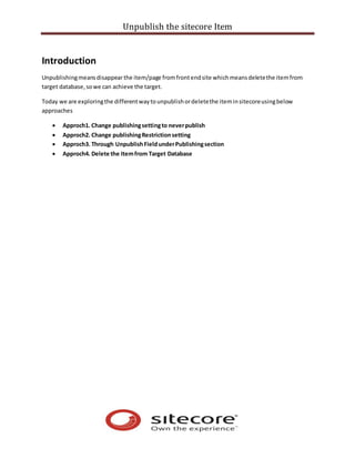 Different way to unpublished the item in sitecore | DOCX
