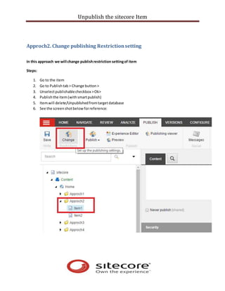 Different way to unpublished the item in sitecore | DOCX