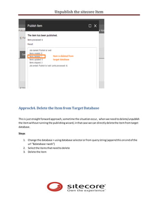 Different way to unpublished the item in sitecore | DOCX