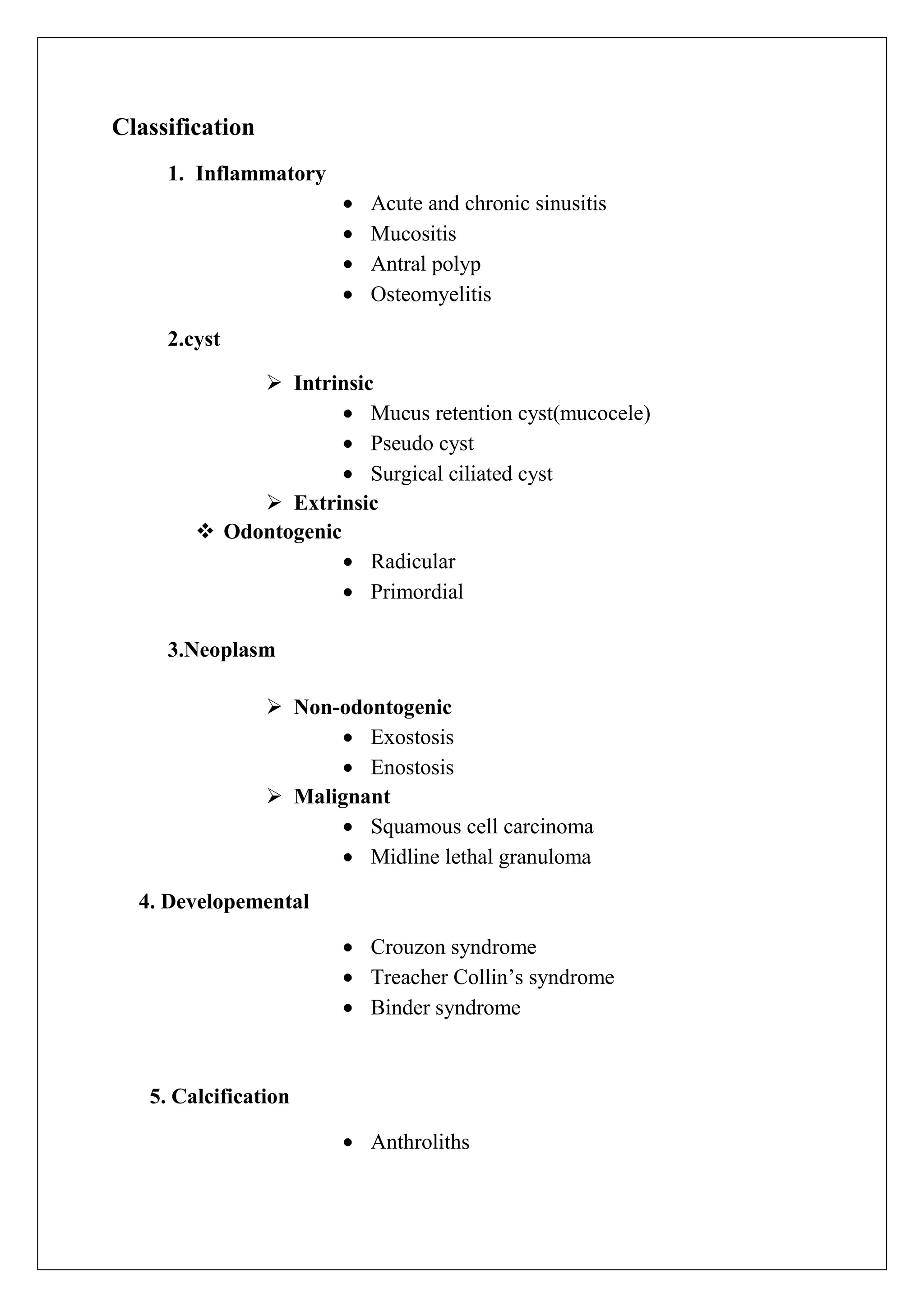 Differiential diagnosis of maxillary sinus pathology | DOCX