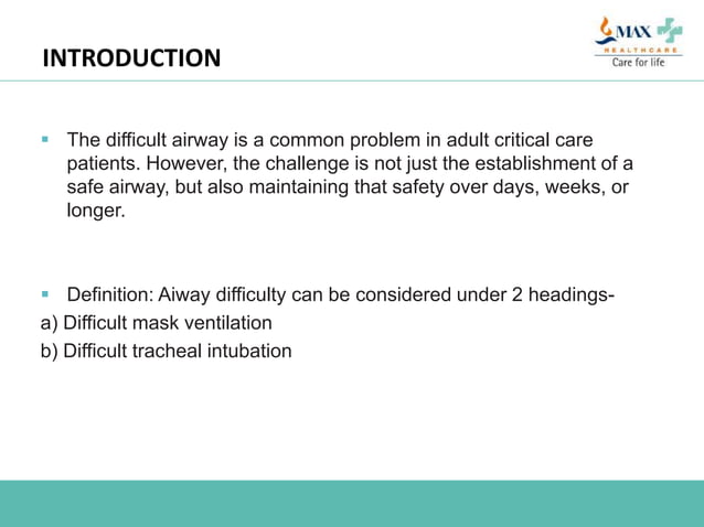 Difficult airway management in ICU | PPTX | First Aid | Injuries