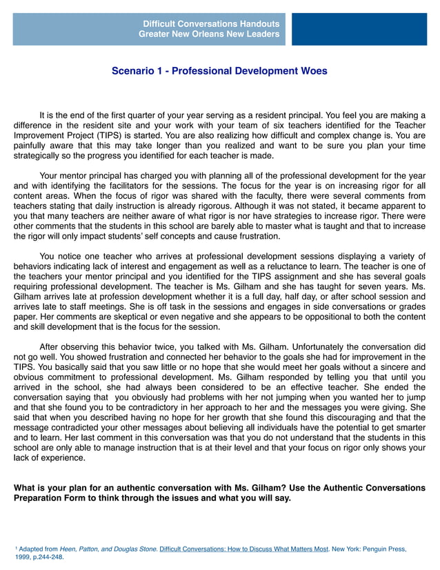 Difficult Conversations Handouts | PDF | Educational Assessment | Education