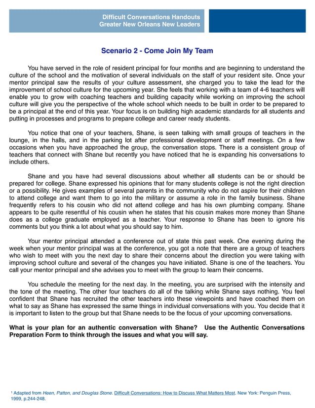 Difficult Conversations Handouts | PDF | Educational Assessment | Education