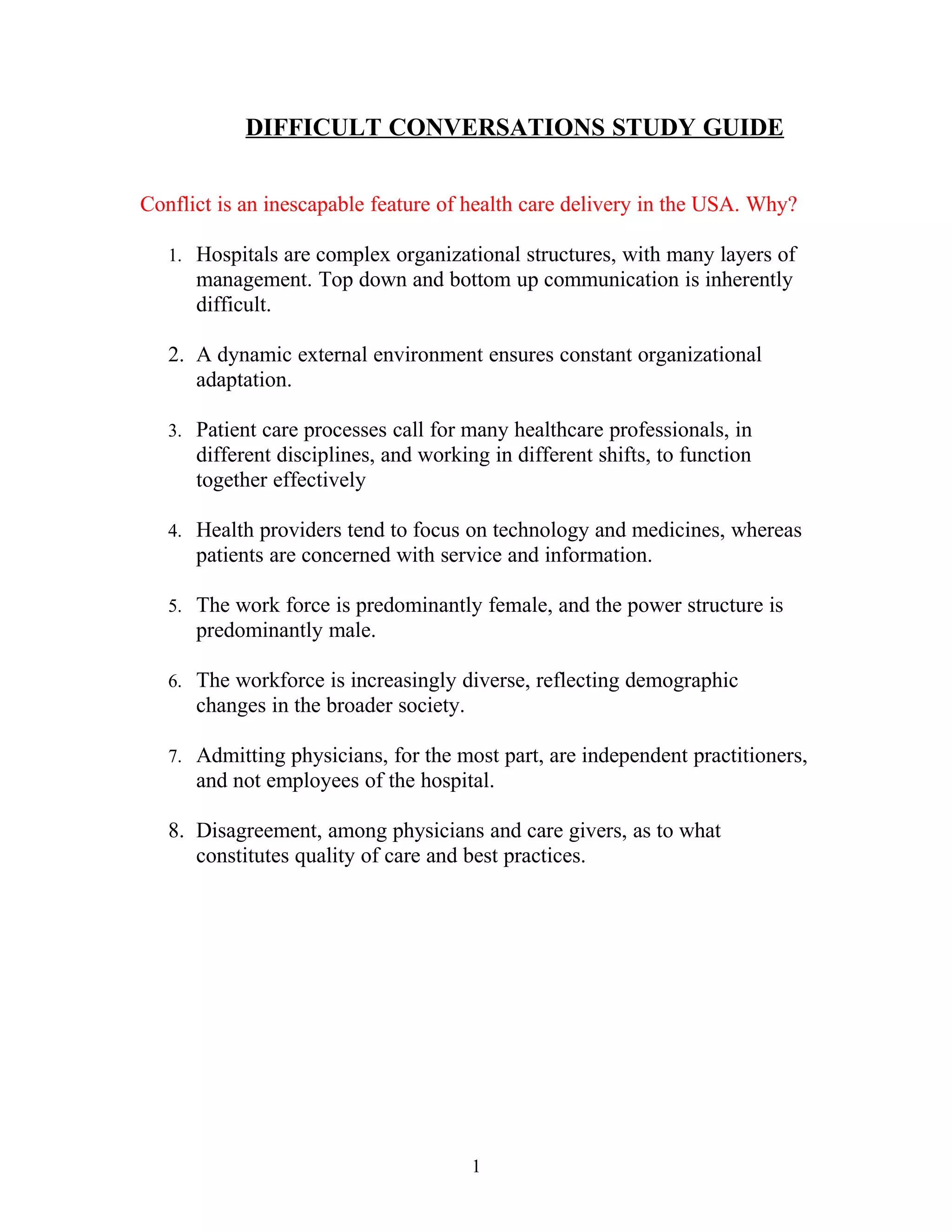 Difficult Conversations Outline | PDF
