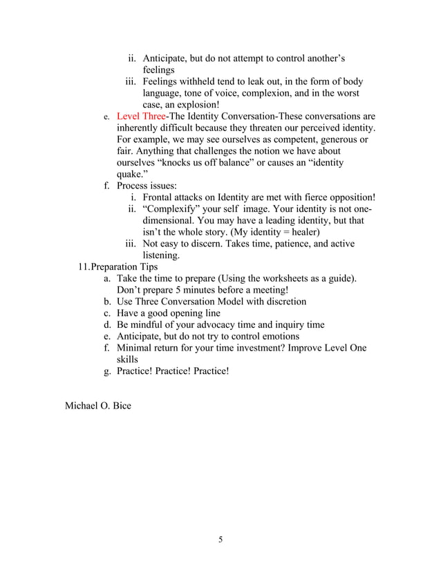 Difficult Conversations Outline | PDF