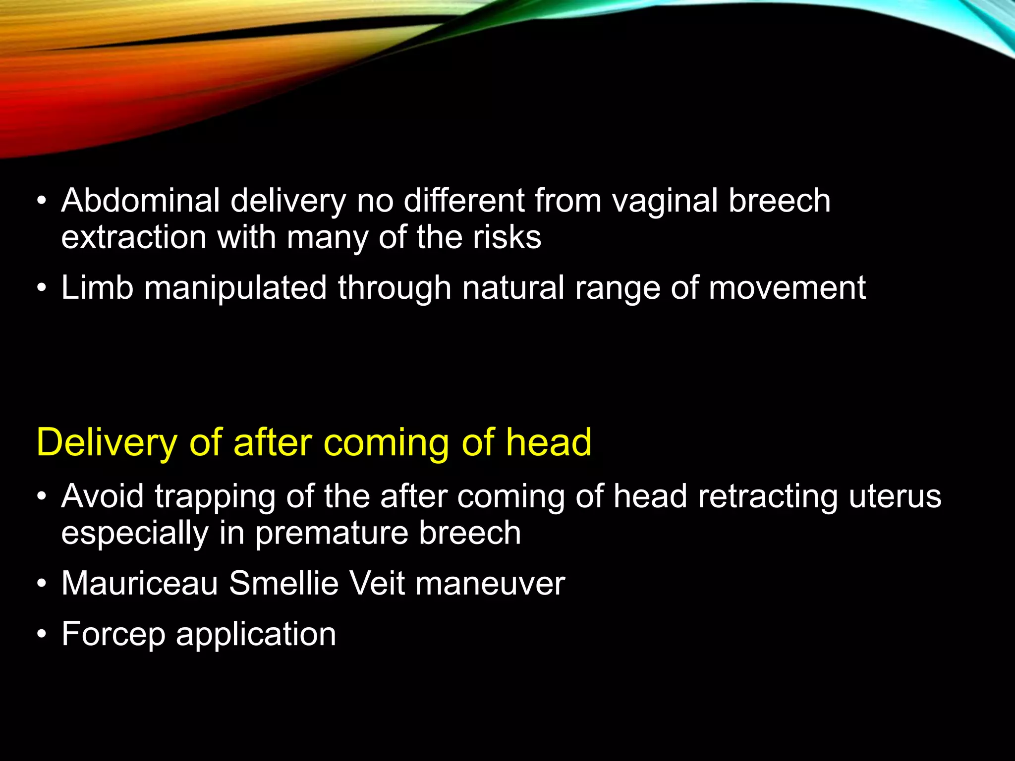 Difficult extraction of the fetus presented in aicog 09.01.19