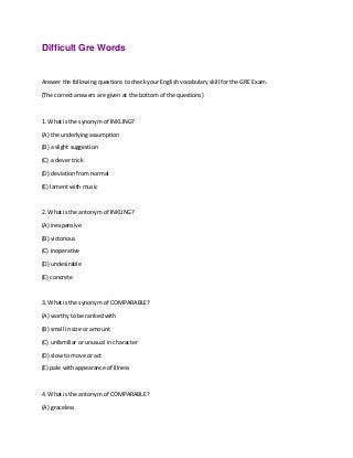 Difficult Gre Words | PDF