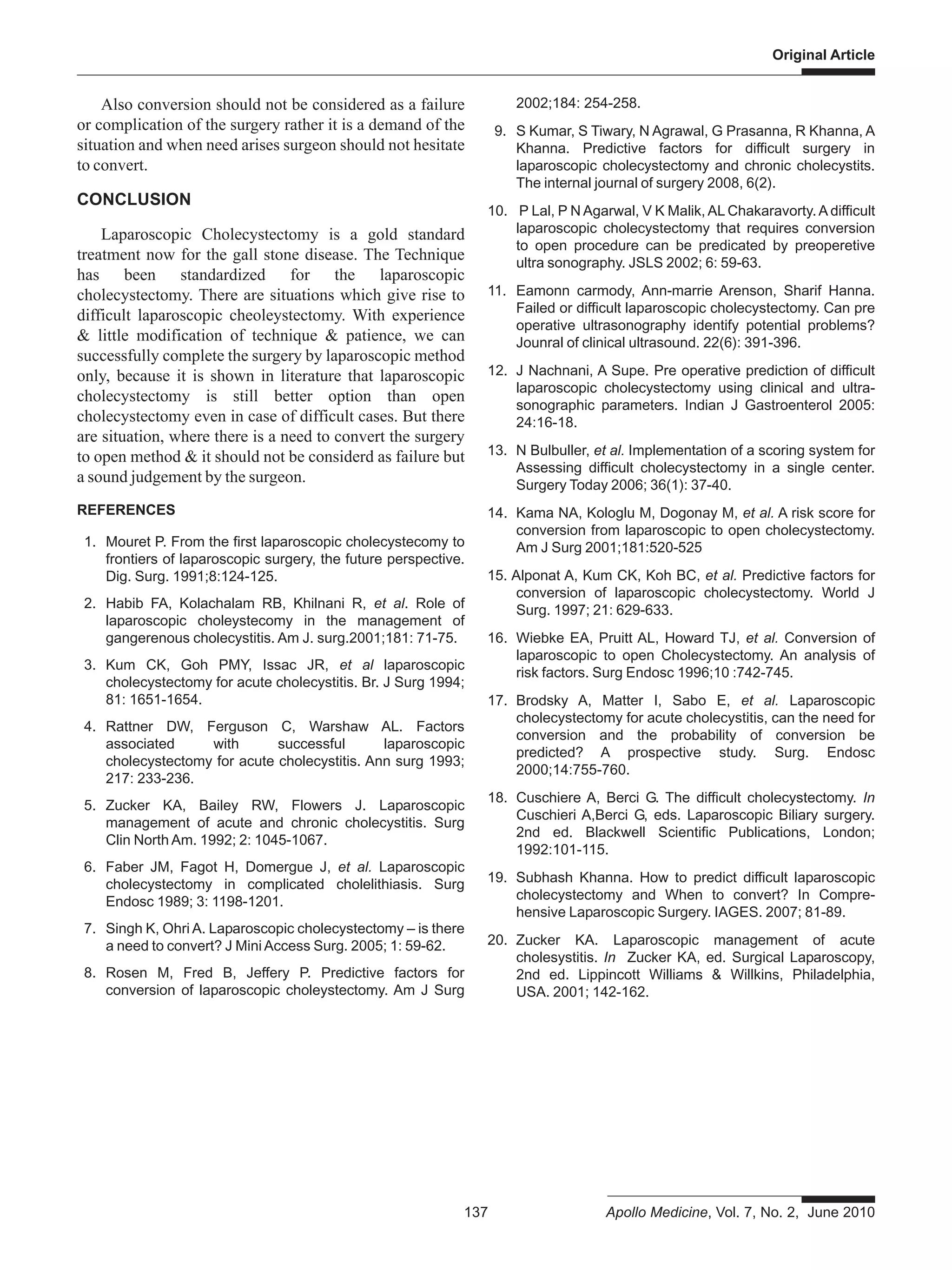 Difficult Laparoscopic Cholecystectomy-When and Where is the Need to ...