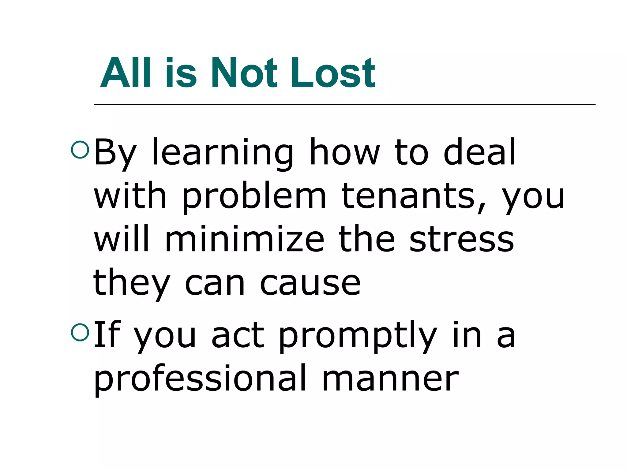 Dealing with Difficult Tenants | PPT