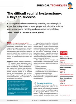 Difficult vaginal hysterectomy | PDF