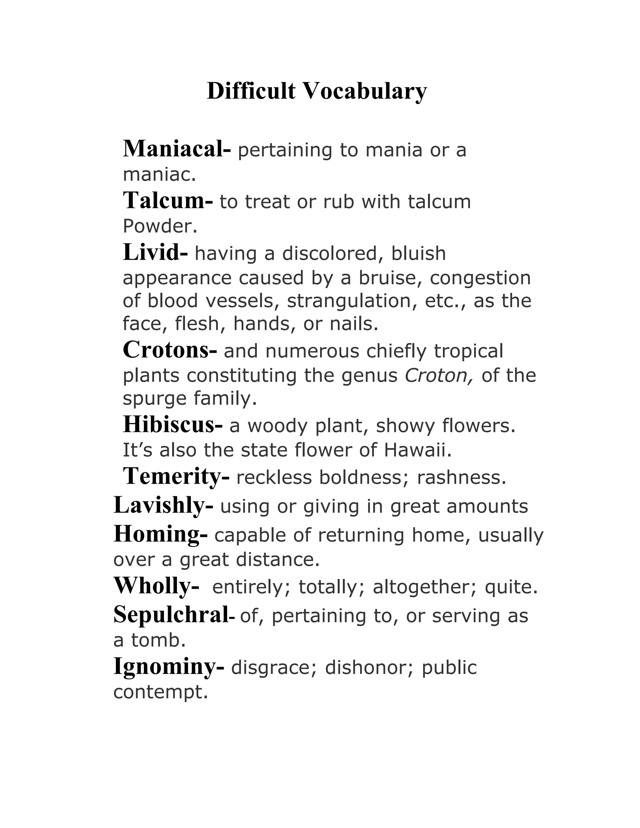 Difficult Vocabulary | DOC