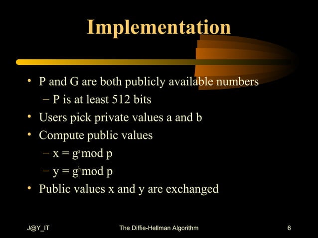The Diffie-Hellman Algorithm | PPT