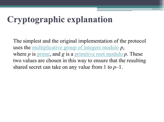 Diffie hellman key exchange algorithm | PPT Diffie hellman key exchange algorithm | PPT