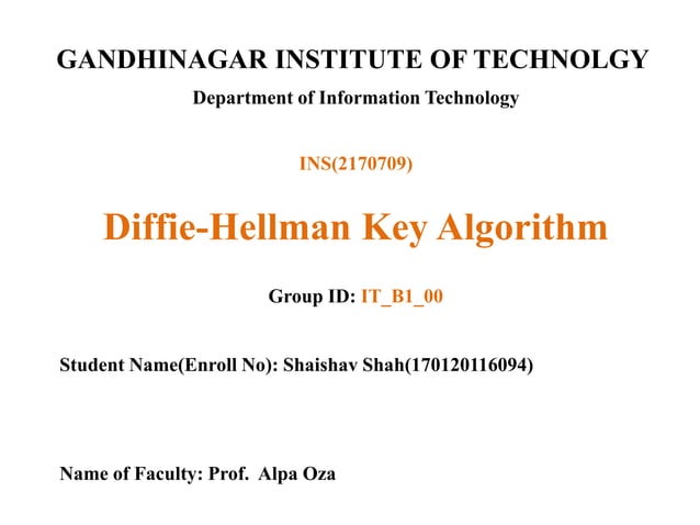 Diffie hellman key algorithm | PPT
